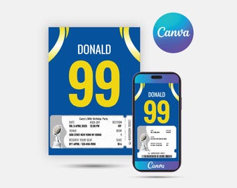 Patriots Brady Editable Birthday Invitation Print Canva Digital ...