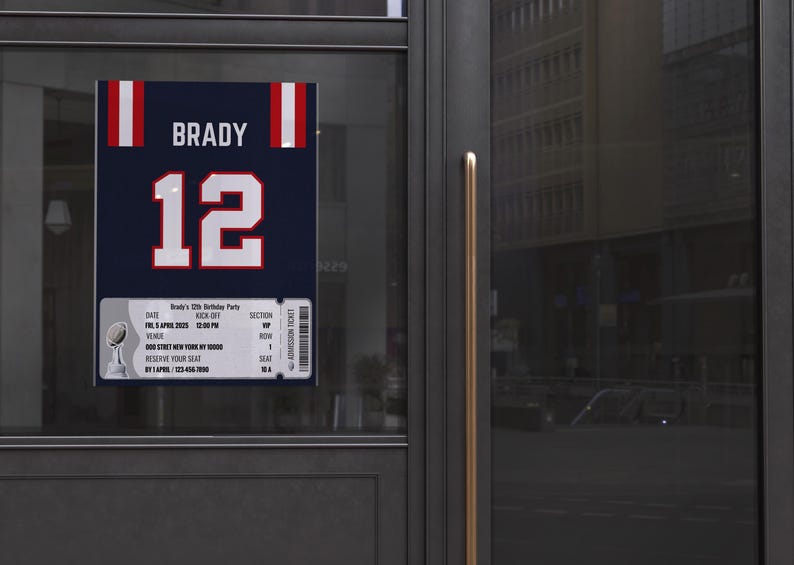 Patriots Brady Editable Birthday Invitation Print Canva Digital ...