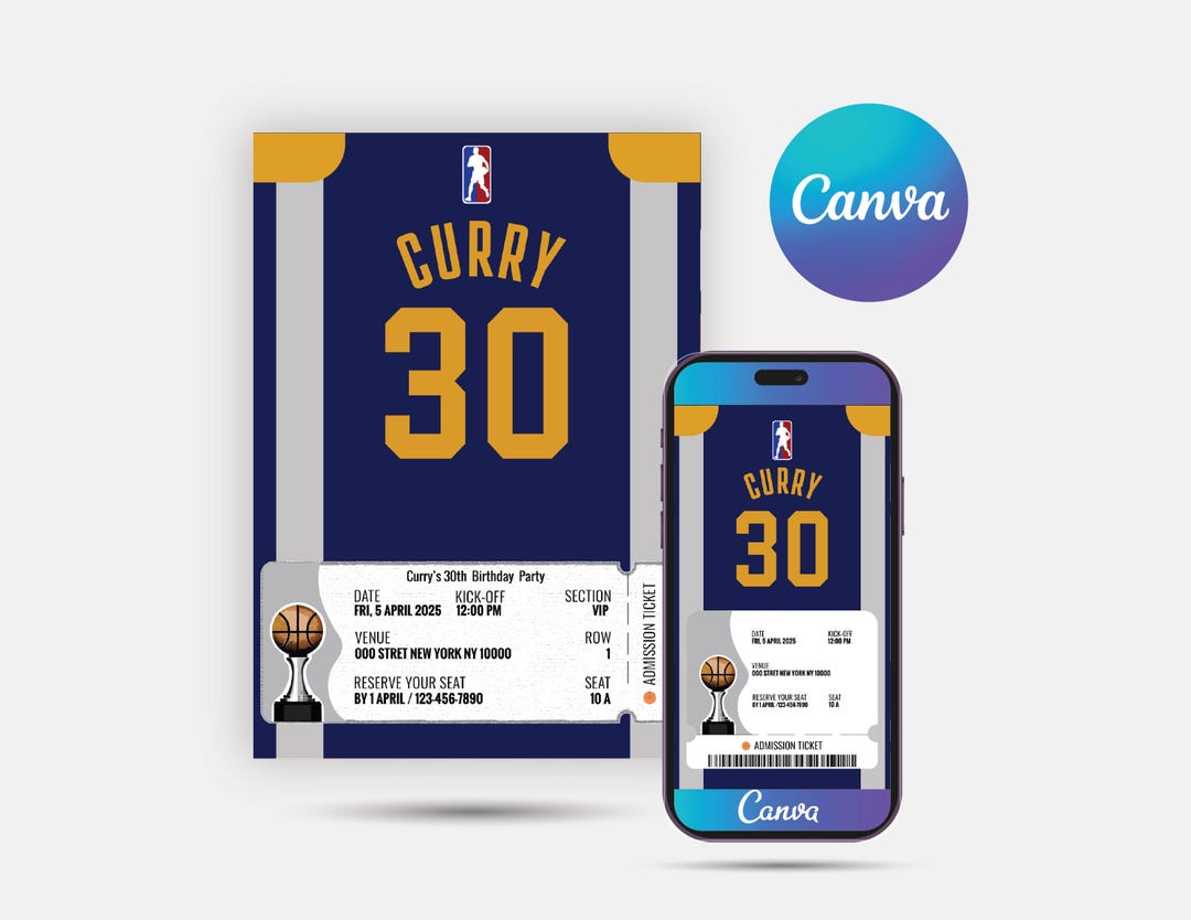 Birthday Invitation | Editable Curry Warriors Birthday Invitation ...