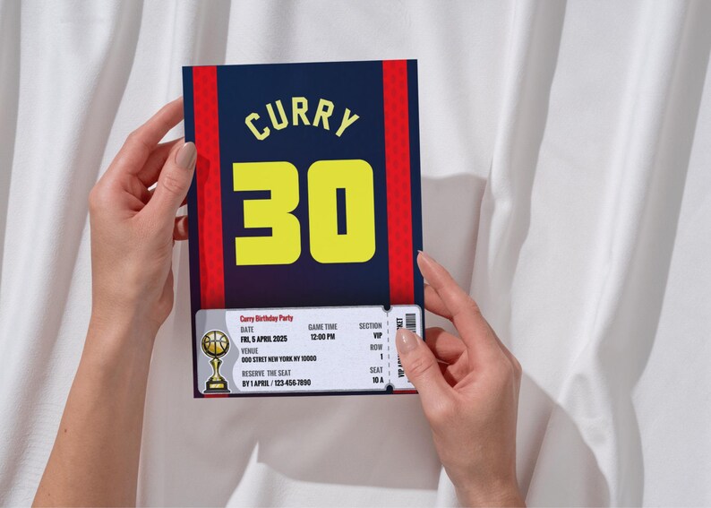 Warriors Curry Editable Birthday Invitation Print Canva Digital ...