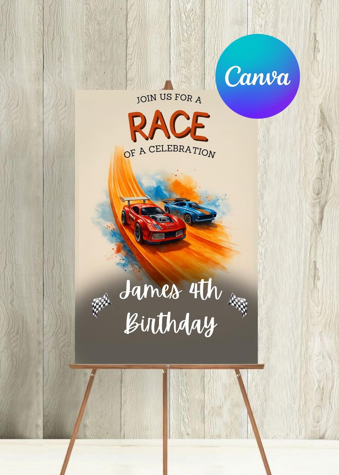 Editable Hot Race Cars Birthday Welcome Sign, Hot Cars Birthday Welcome ...