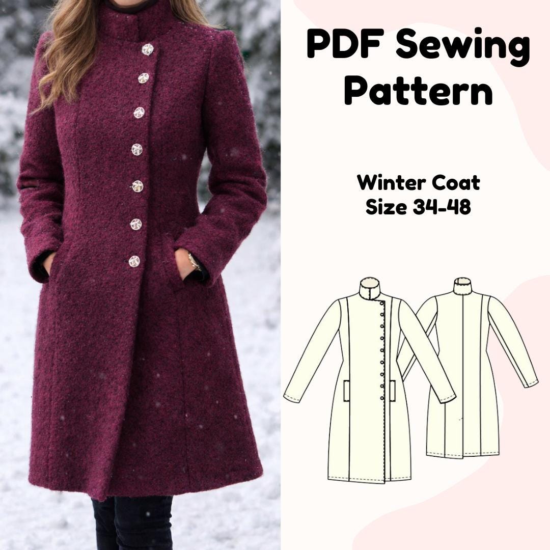 Digital Coat Sewing Pattern PDF | Women Long Coat Pattern | Modern ...