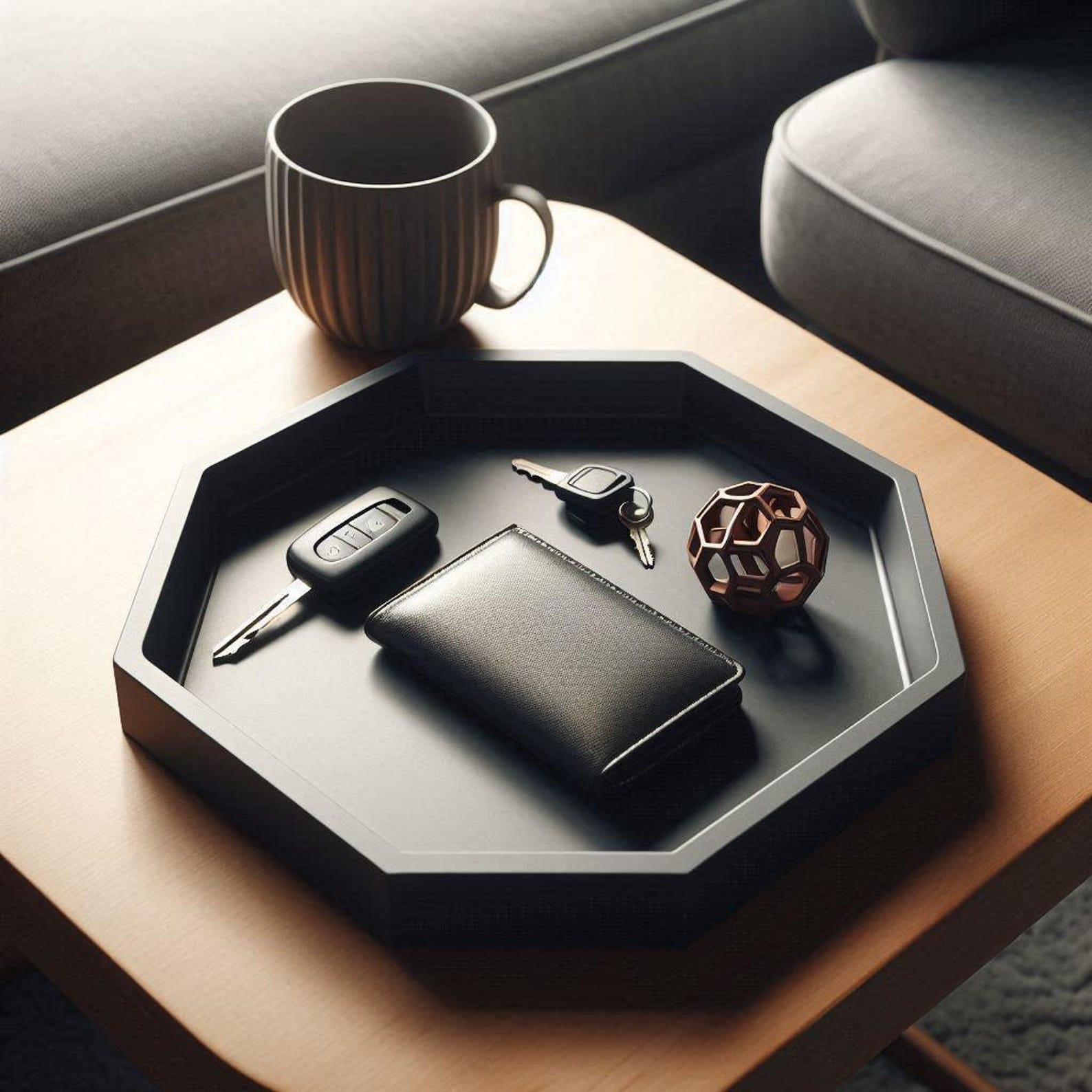 Modern Octagonal Tray for Keys & Wallet - 3D Printed Organizer Plastic ...
