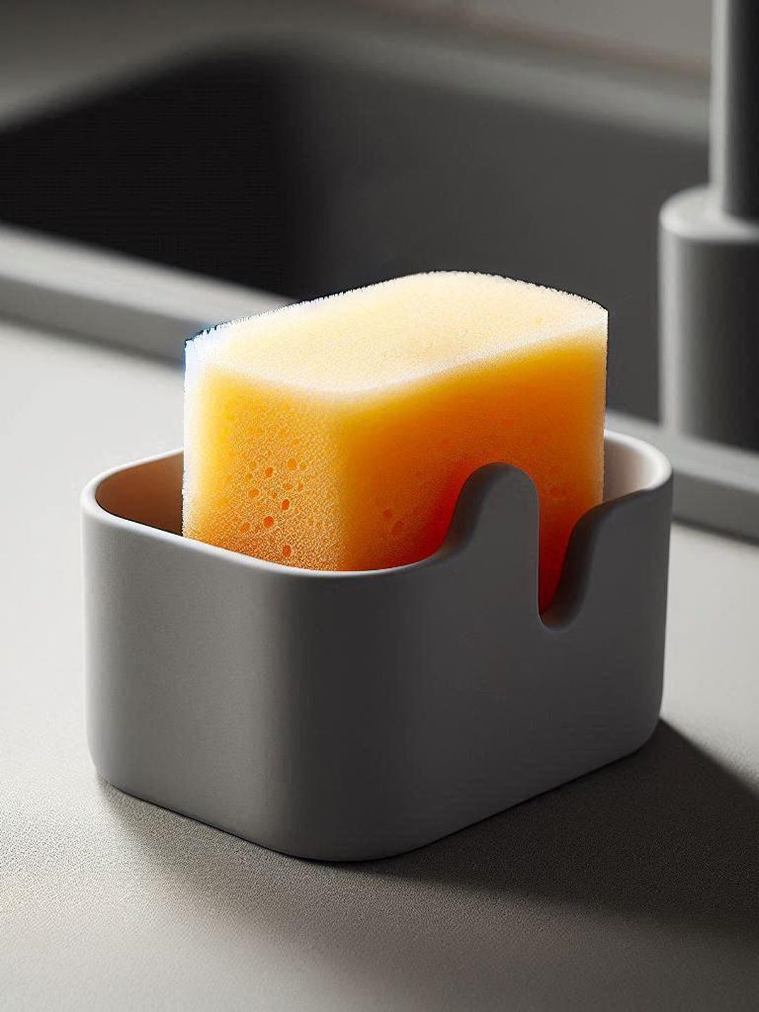 Modern Curved Sponge Holder 3D Printed, Space-saving Kitchen Sink ...