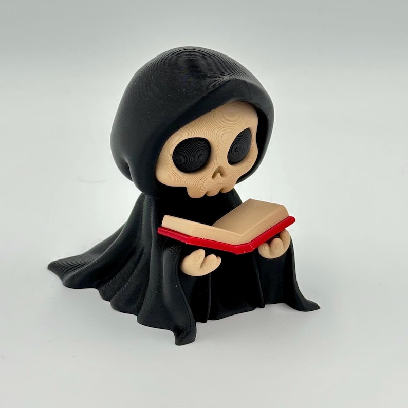 Grim Reaper Reading Book: 3D Printed Gothic Shelf Decor - Etsy
