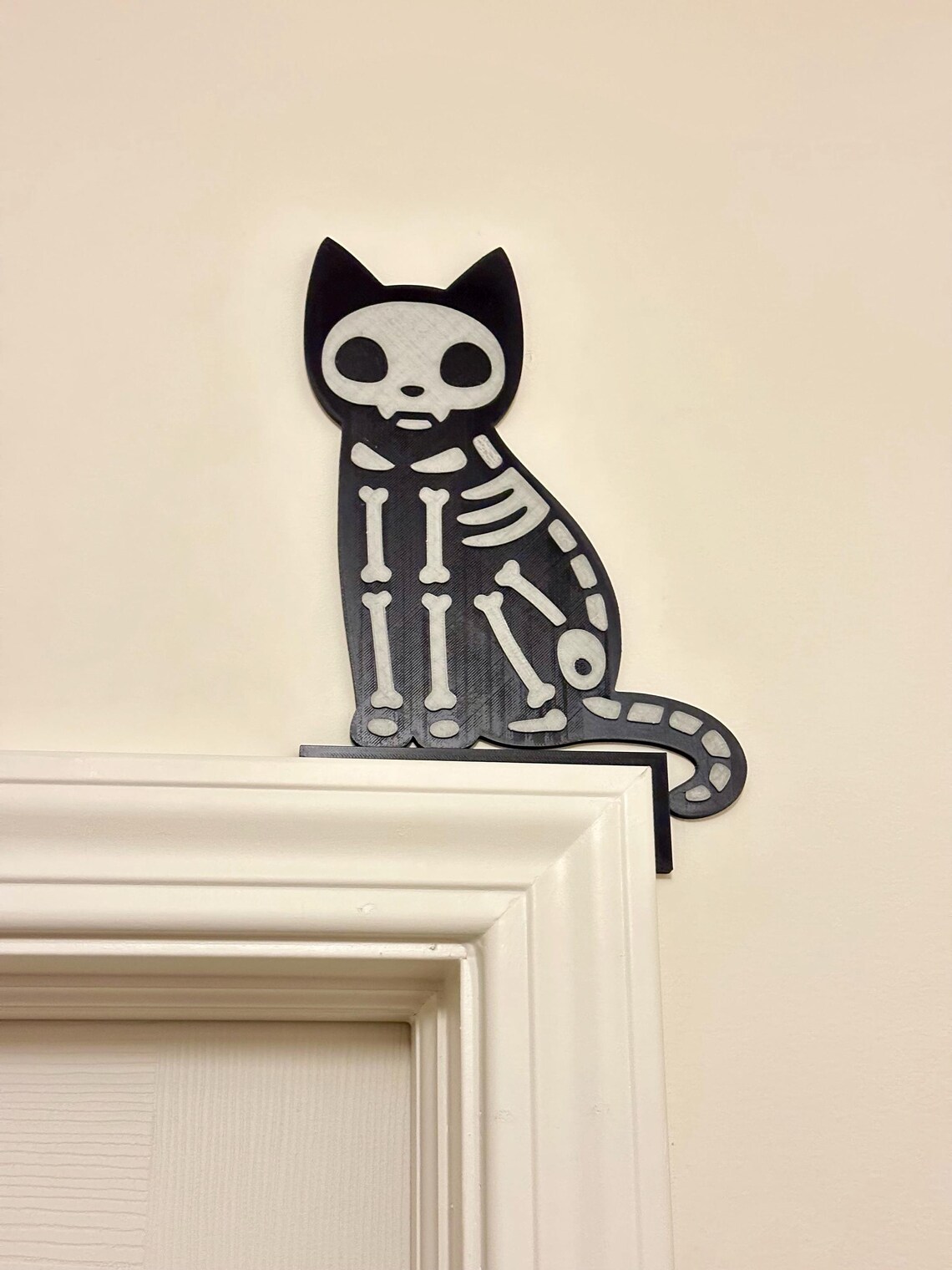 Glowing Skeleton Black Cat Halloween Decor: Spooky Gothic Wall Art - Etsy