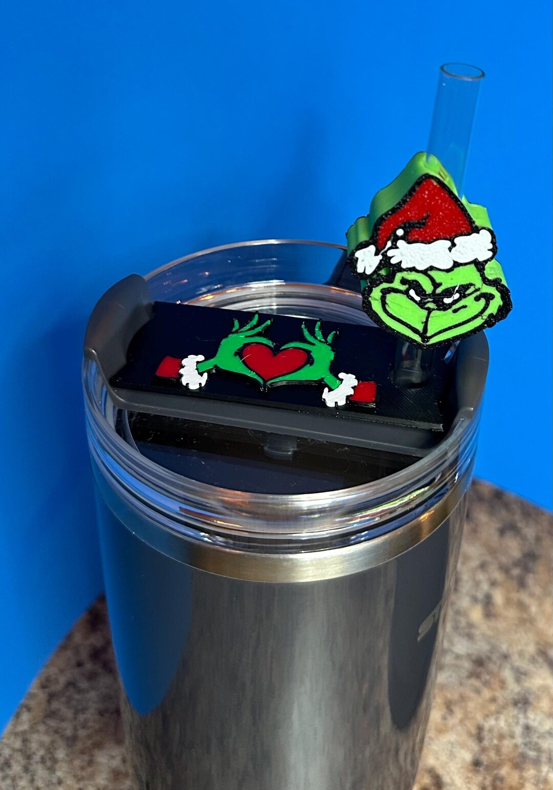 Grinch Theme Straw Slide and Lid Topper Set for Stanley 40oz Tumbler - Etsy
