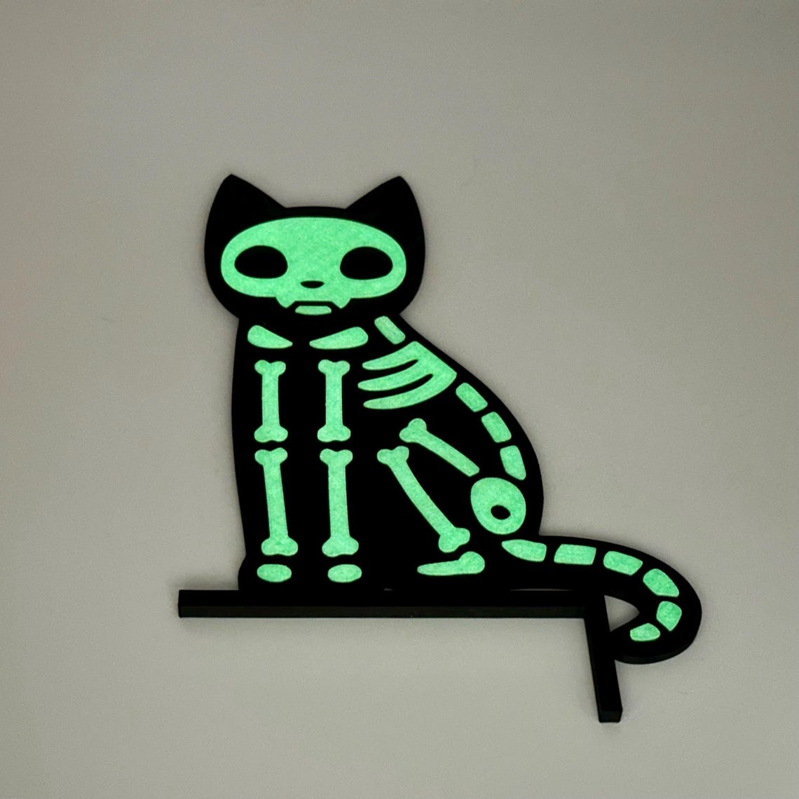 Glowing Skeleton Black Cat Halloween Decor: Spooky Gothic Wall Art - Etsy
