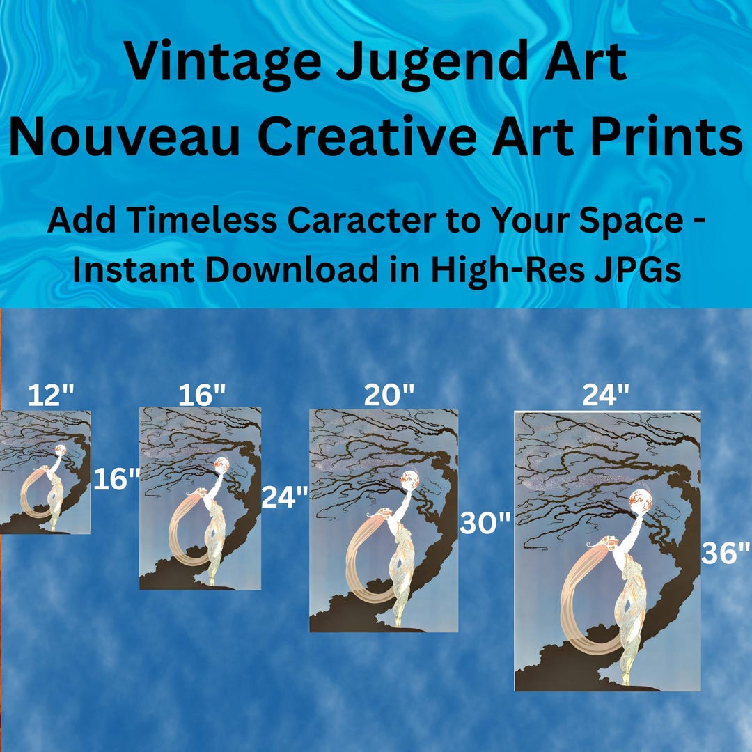 Vintage Jugend Art Nouveau Poster – Retro Elegant Lady Wall Art ...