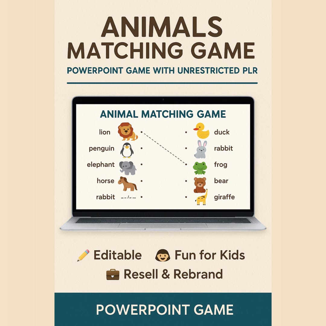 Animals Matching Game | Powerpoint Game With Unrestricted PLR ...