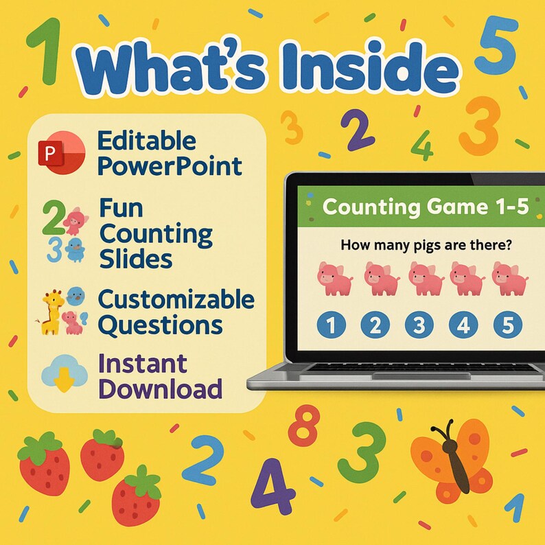 Kids Counter Game: Editable Powerpoint With PLR (ages 3-6 Digital ...