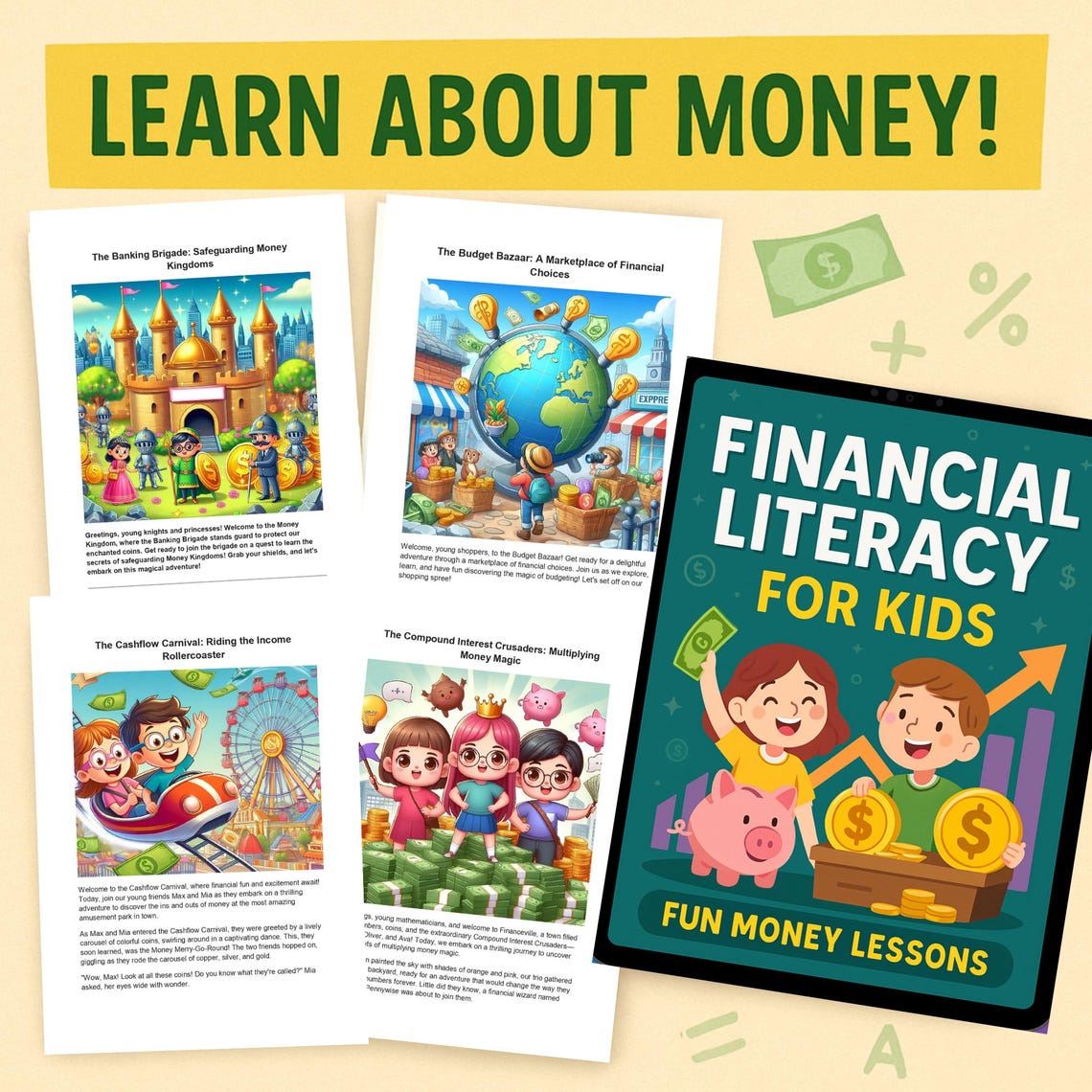 Financial Literacy for Kids Ebook | Fun Money Lessons | Budgeting ...