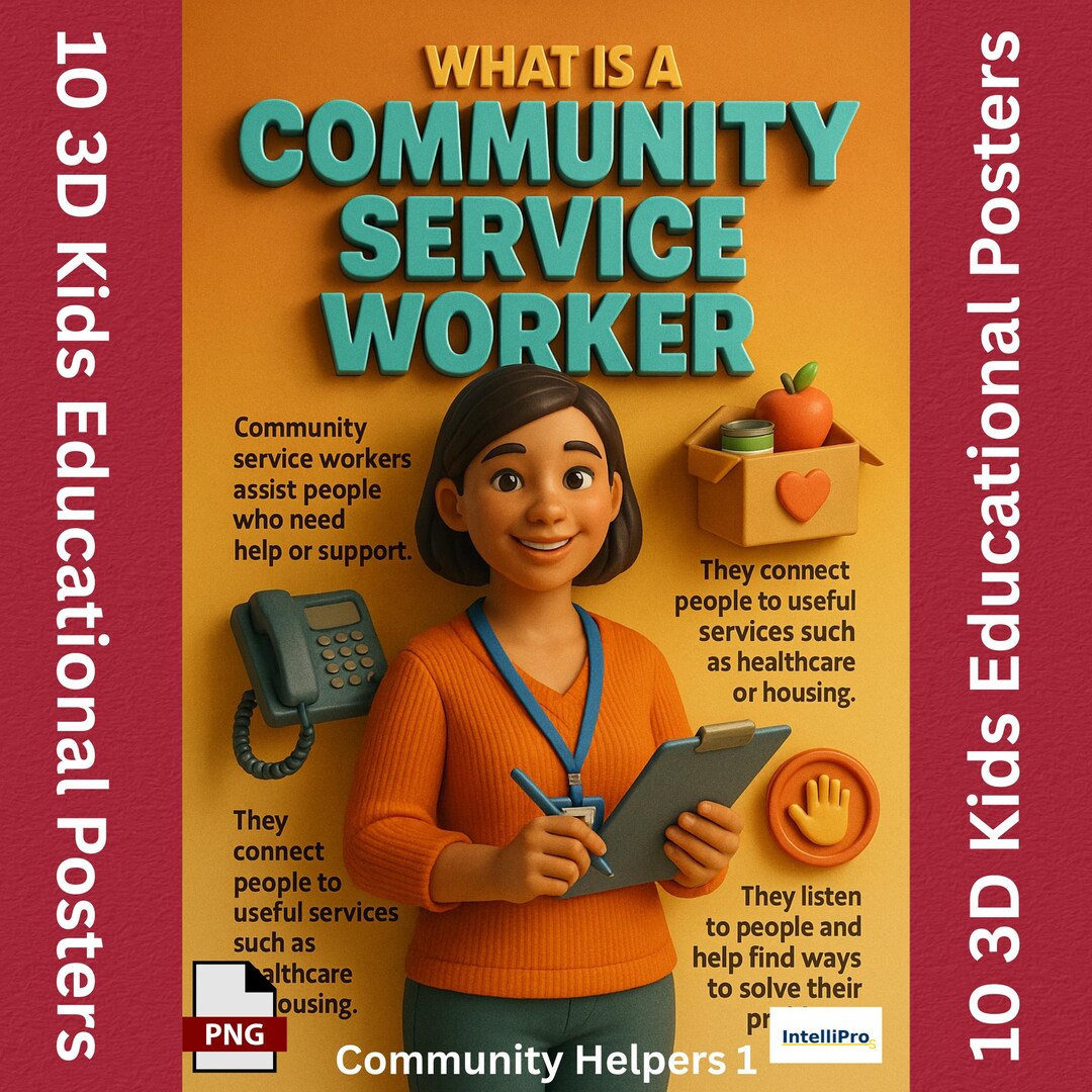 10 Community Helpers 3D Educational Posters for Kids Set 1 | Career ...