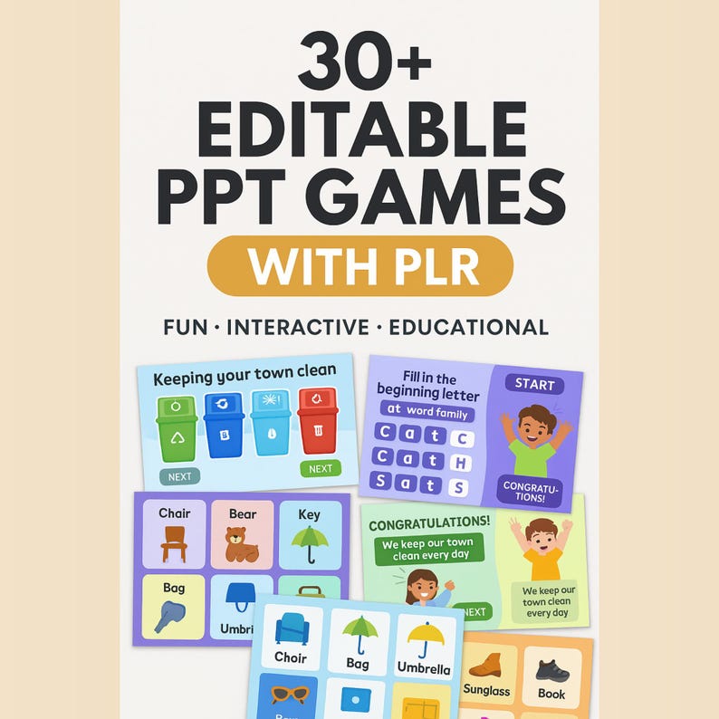 30+ Editable Powerpoint Games for Kids With PLR | Interactive PPT ...