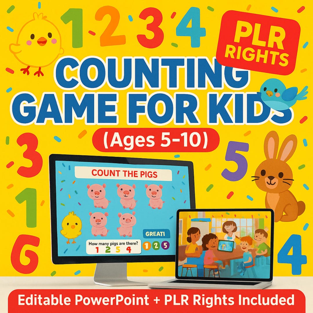 Kids Counter Game: Editable Powerpoint With PLR (ages 3-6 Digital ...
