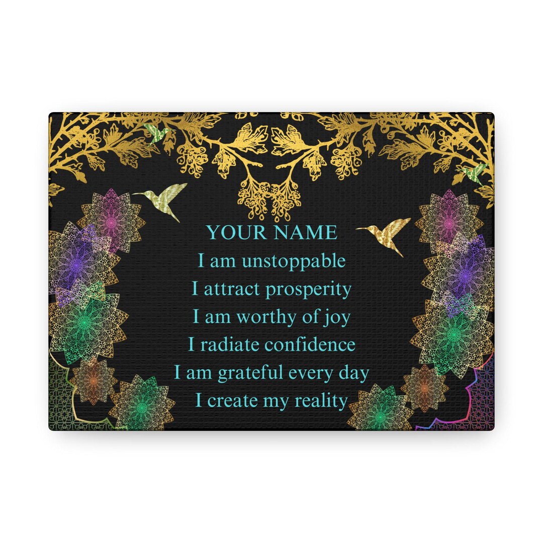 Affirmation Canvas, Personalized Mantra Art, Custom Wall Decor ...