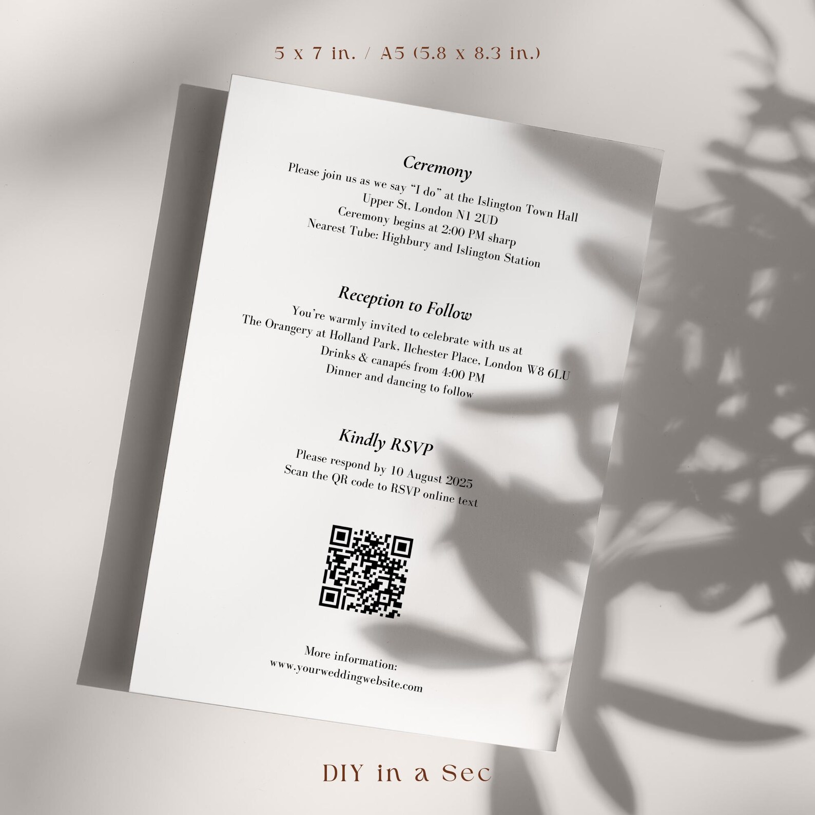 Islington Town Hall Wedding Invitation: Venue Sketch (digital or ...