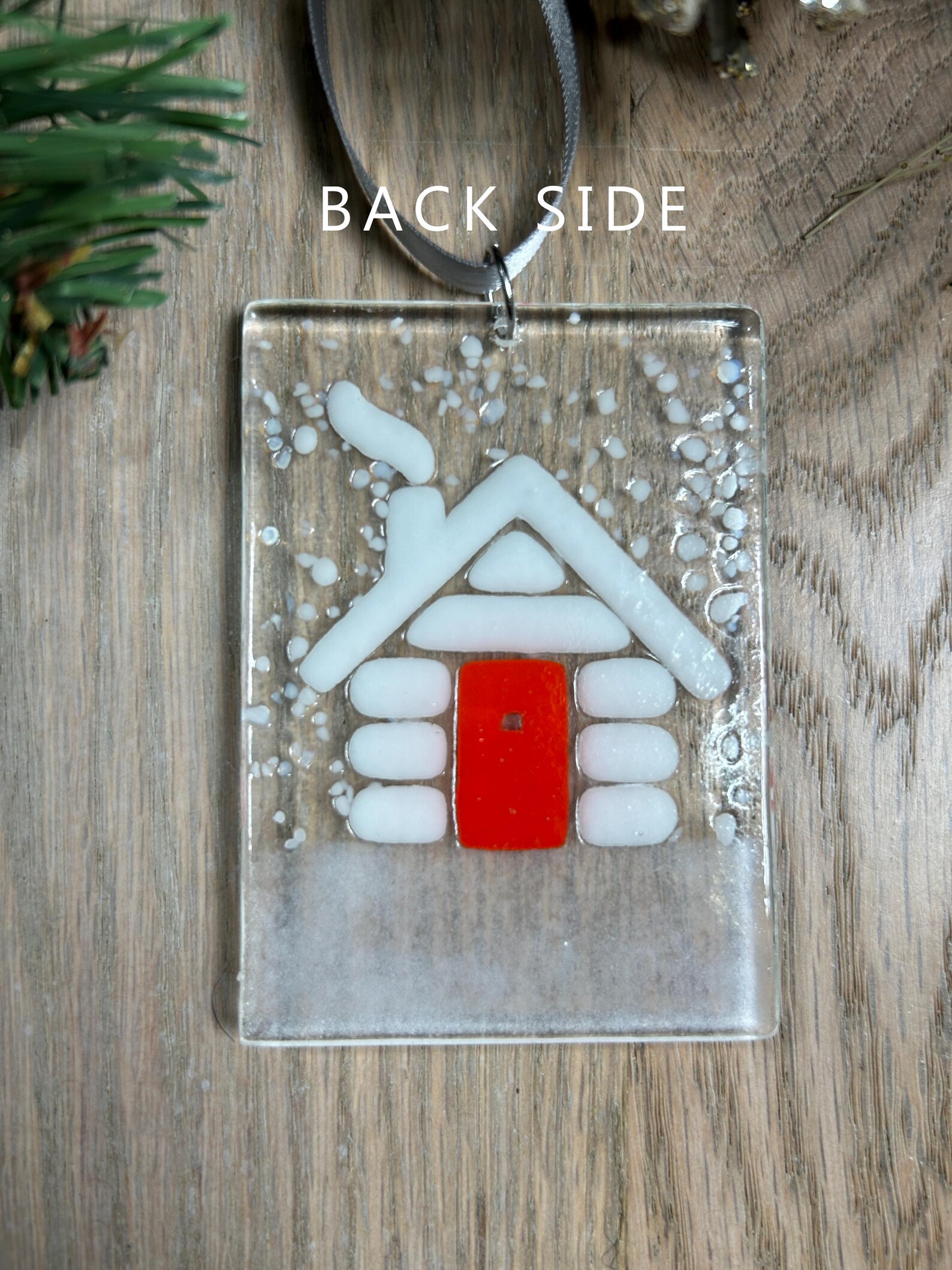 Fused Glass Modern Design Cabin Ornament, Gift for Ski or Outdoor ...