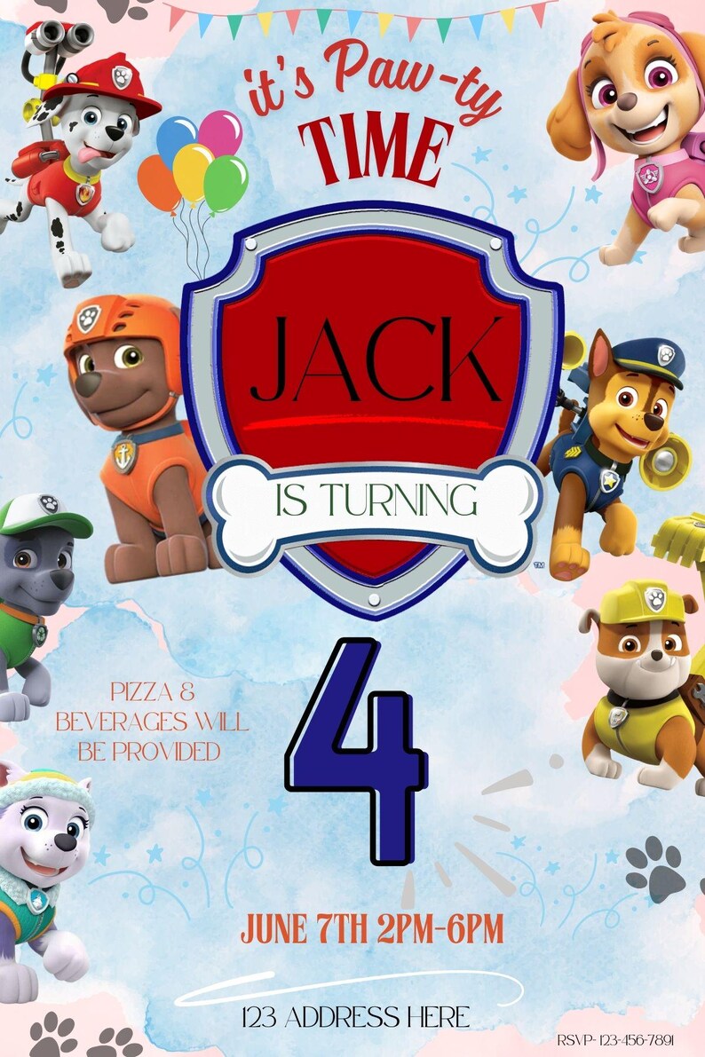 Paw-ty Time. Paw Patrol Party Invitation - Etsy
