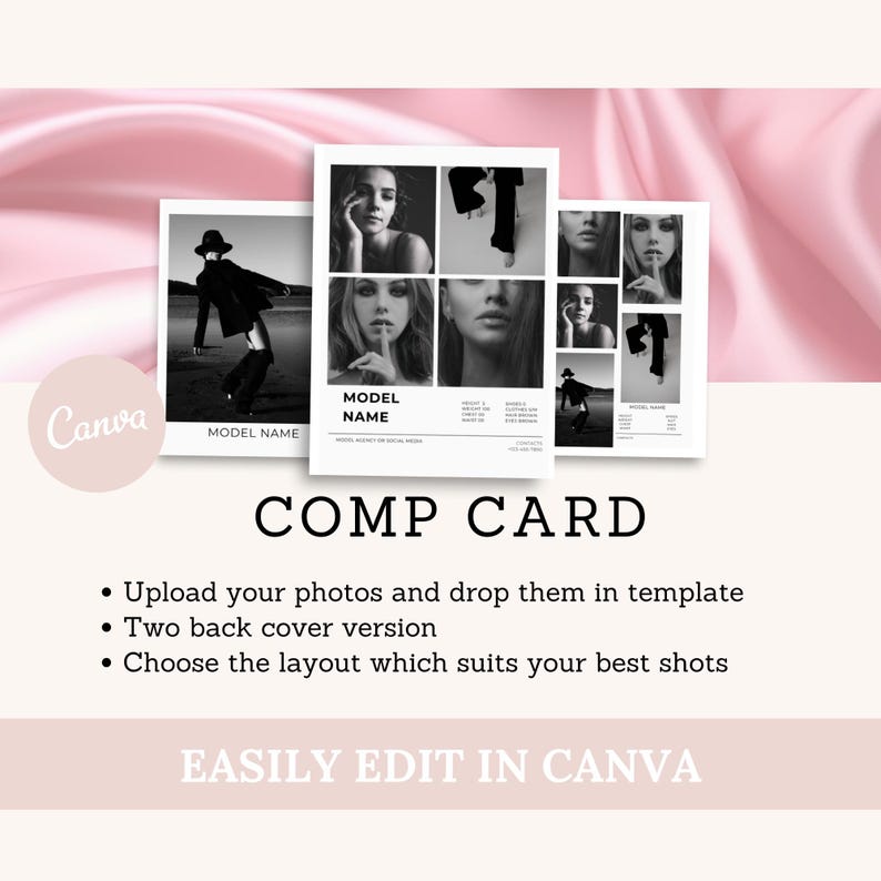 Editable Model Comp Card Template | Digital Portfolio Card ...