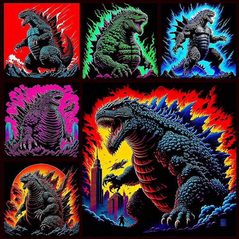 Godzilla Clip Art: Spooky PNG Images for T-shirts, Mugs (digital ...