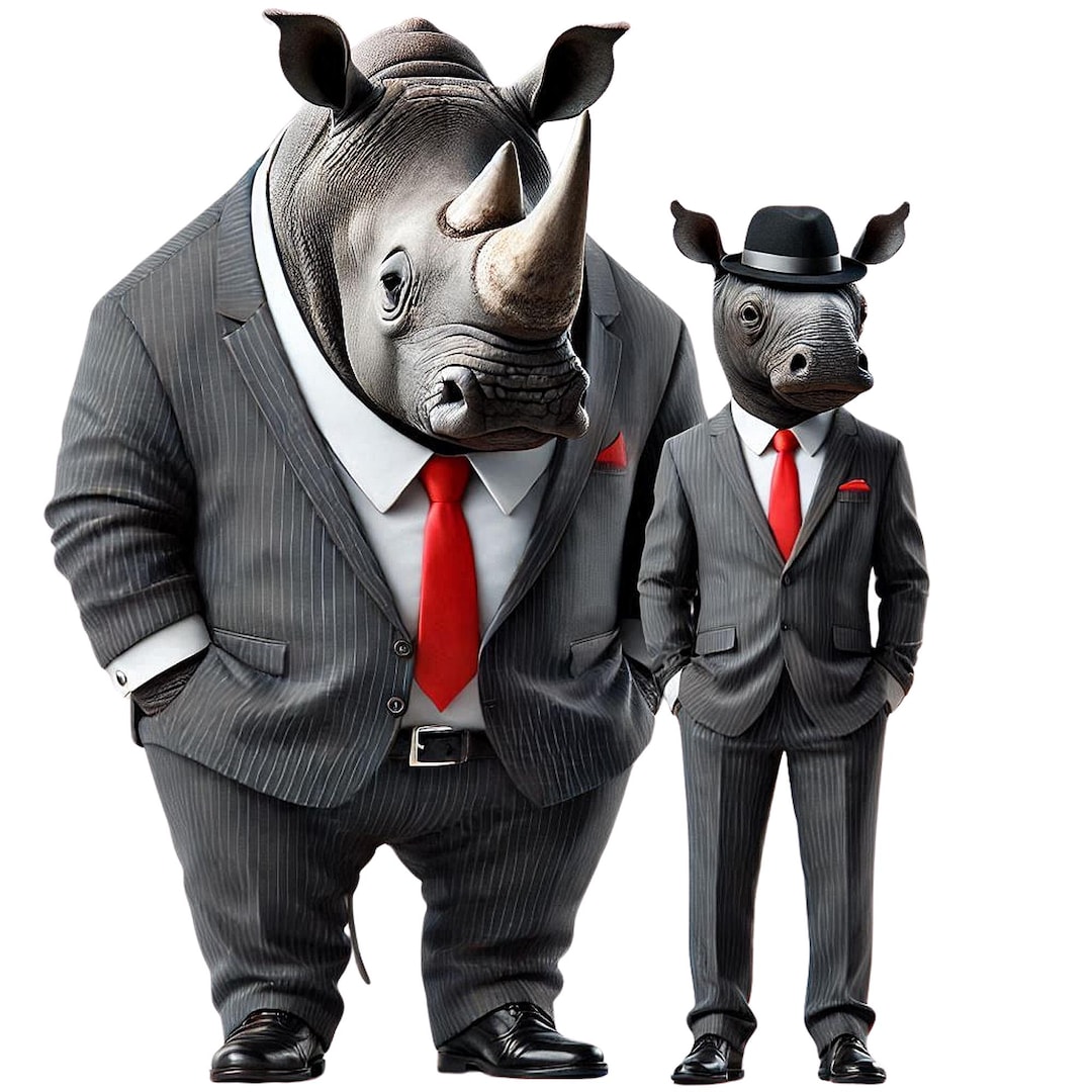 2 PNG Rhino Dressed as a Human Rhino Clip Art Digital Download Digital ...