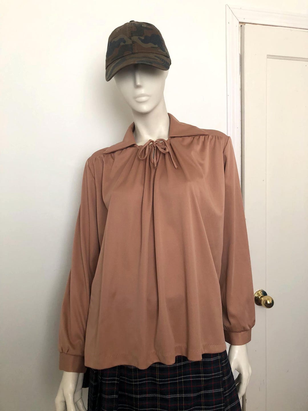 70's Vintage Light Brown Top - Etsy