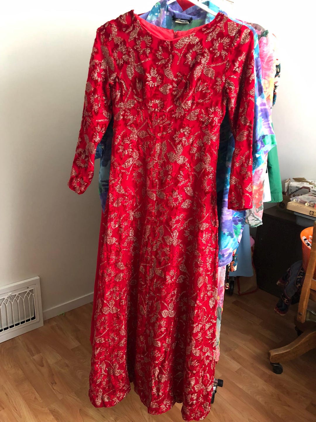 Bespoke Vintage Long Red Dress - Etsy