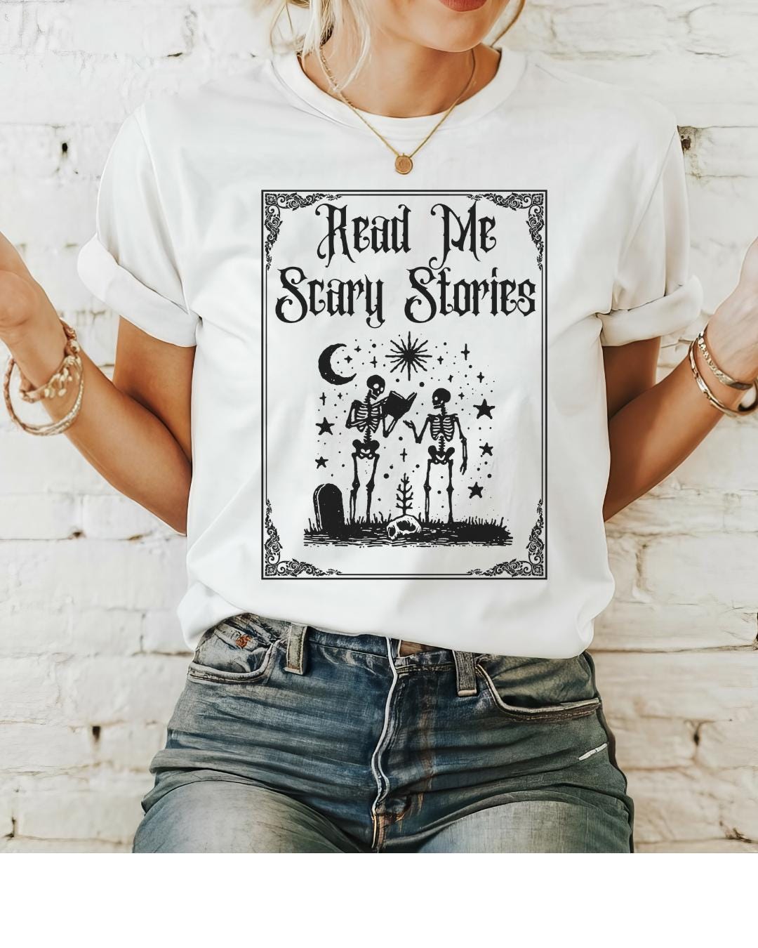 Read Me Scary Stories Unisex Heavy Cotton Tee, Vintage Skeleton ...