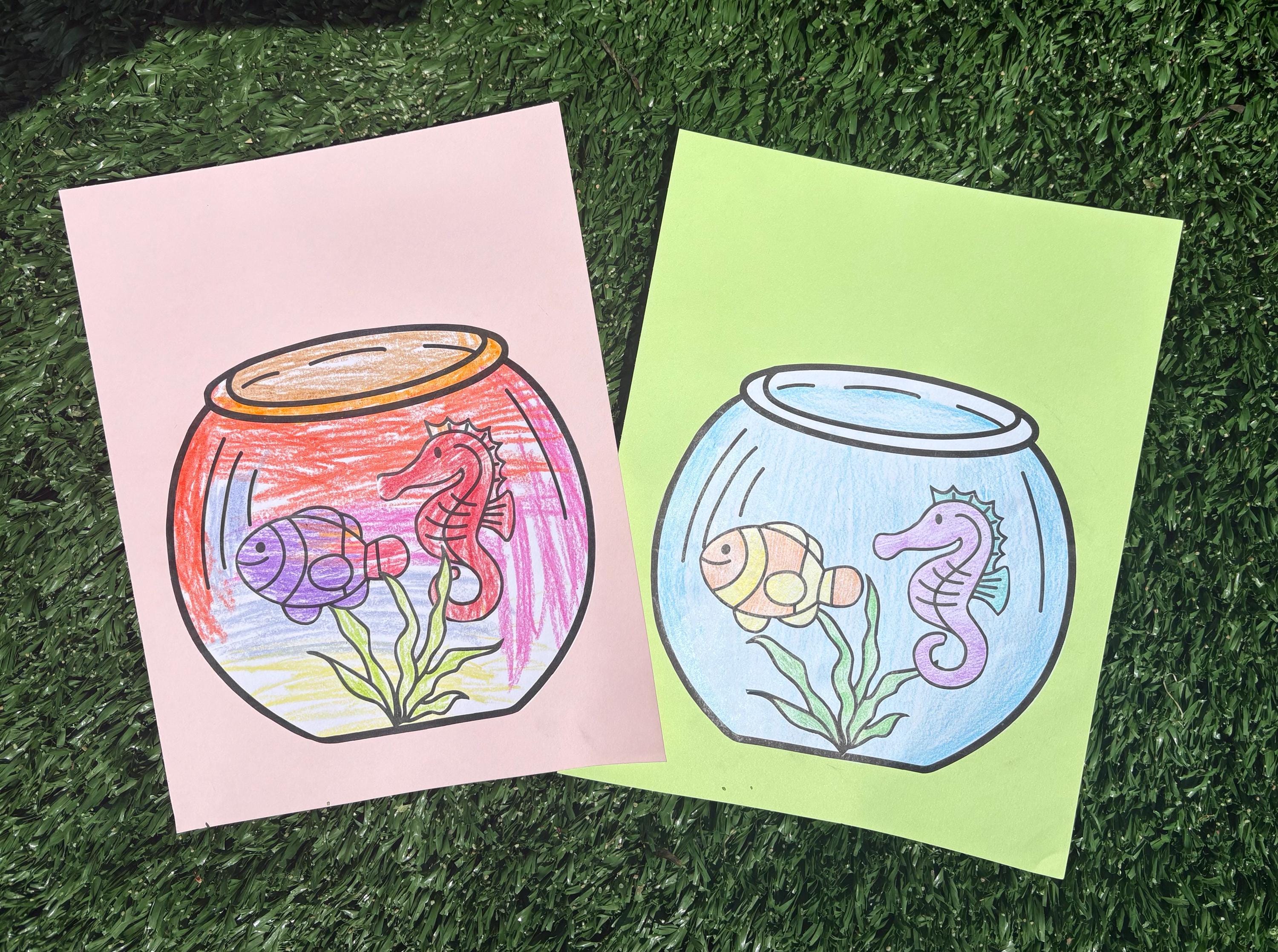 Fish Bowl Coloring Page | Printable PDF Activity for Kids - Etsy
