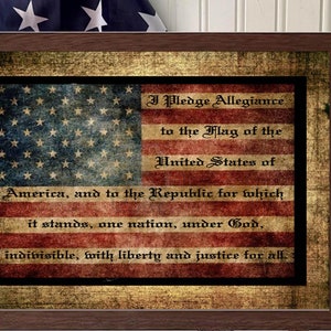Pledge of Allegiance Art Print, Framed American Flag Wall Decor ...