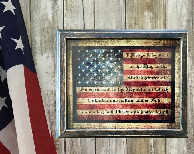 Pledge of Allegiance Art Print Framed American Flag Wall - Etsy