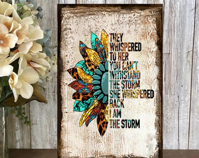 I Am the Storm Sign, Retro Aztec Sunflower Decor, Southwestern Decor ...