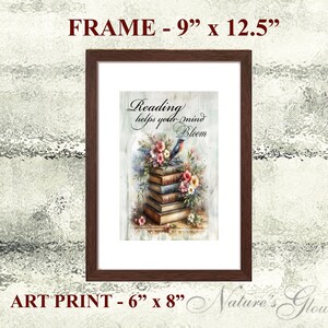Reading Helps Your Mind Bloom Framed Art Print, Inspirational Quote and ...