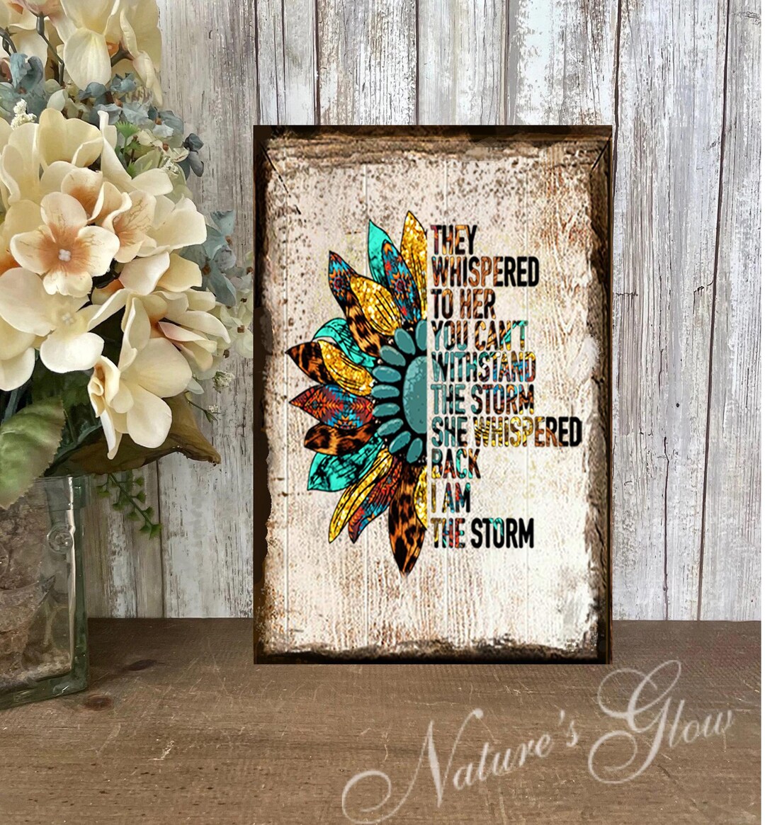 I Am the Storm Sign, Retro Aztec Sunflower Decor, Southwestern Decor ...