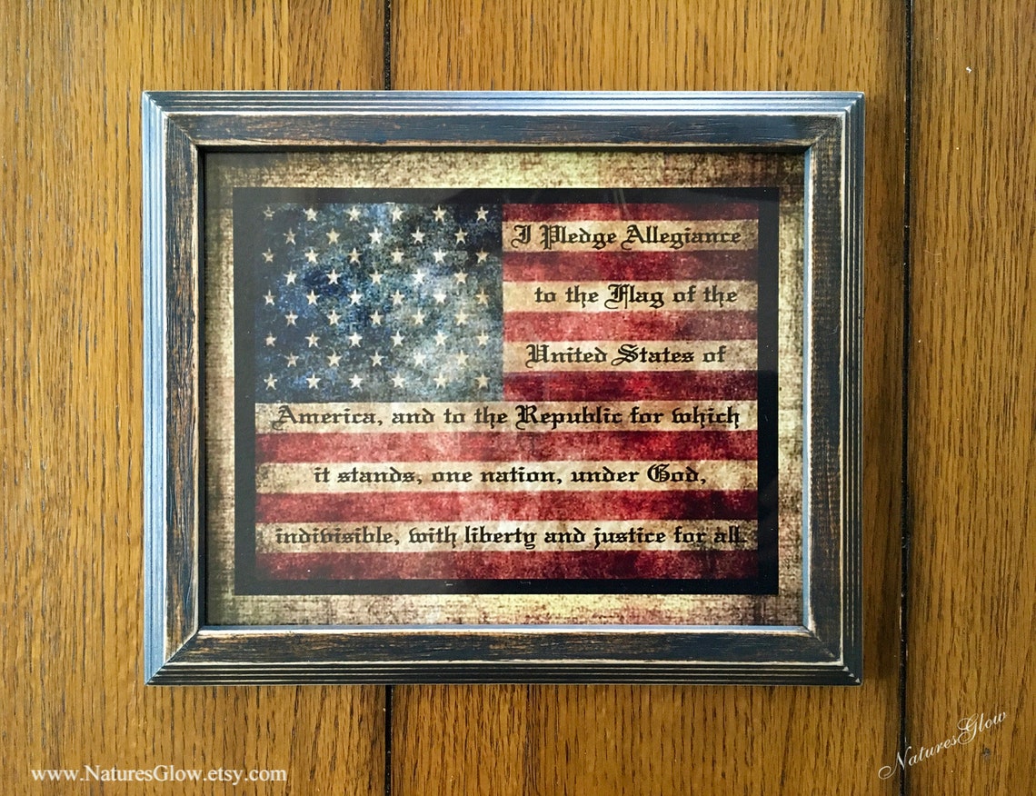Pledge of Allegiance Art Print Framed American Flag Wall - Etsy