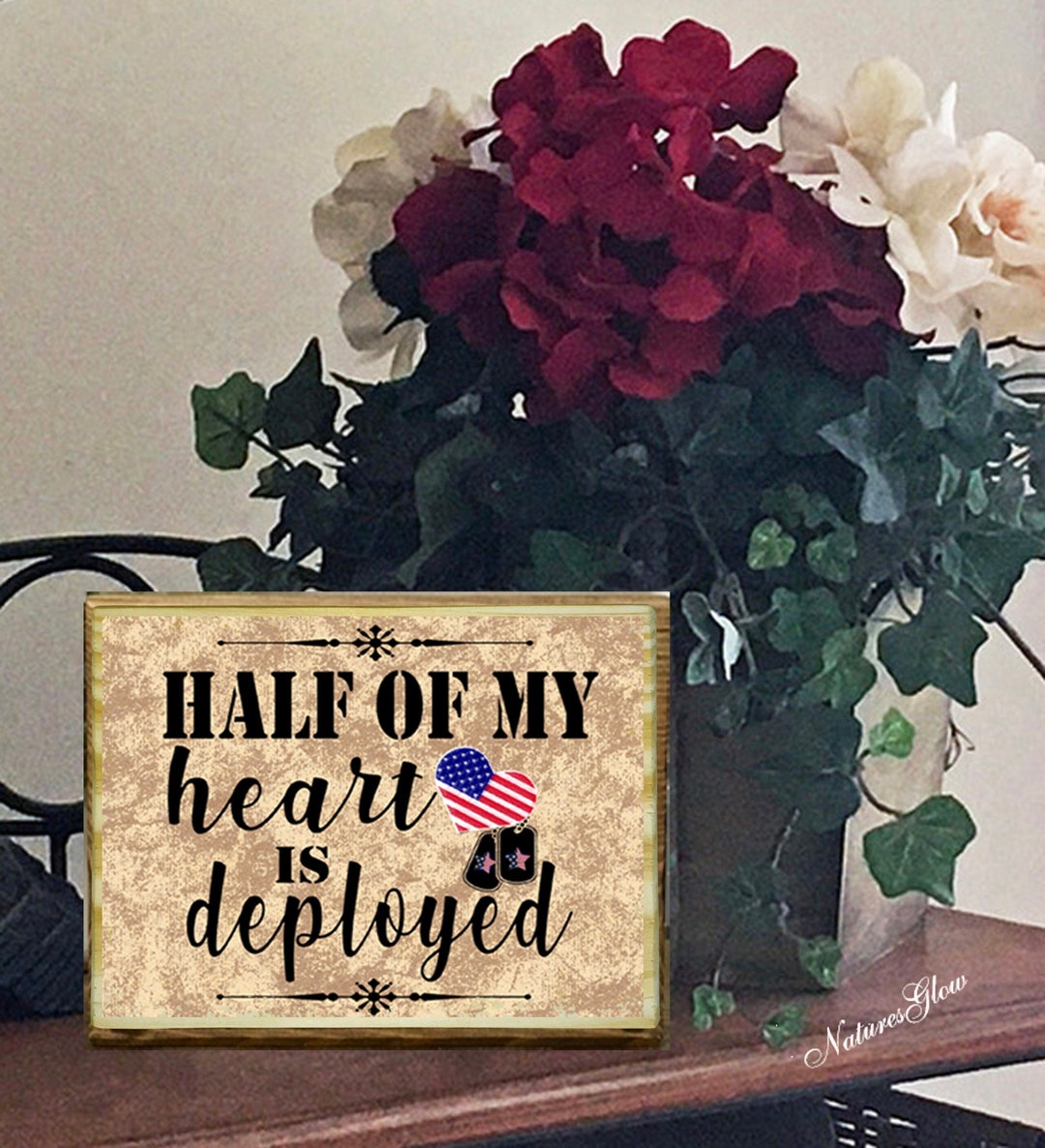 Deployment Gift Sign for Military Wife, Half of My Heart is Deployed ...