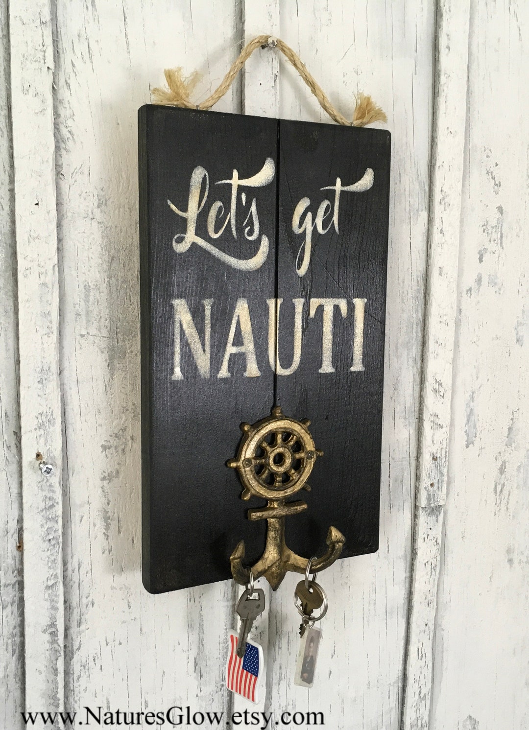 Let's Get Nauti Sign and Key Holder, Funny Beach House Sign, Bathroom ...