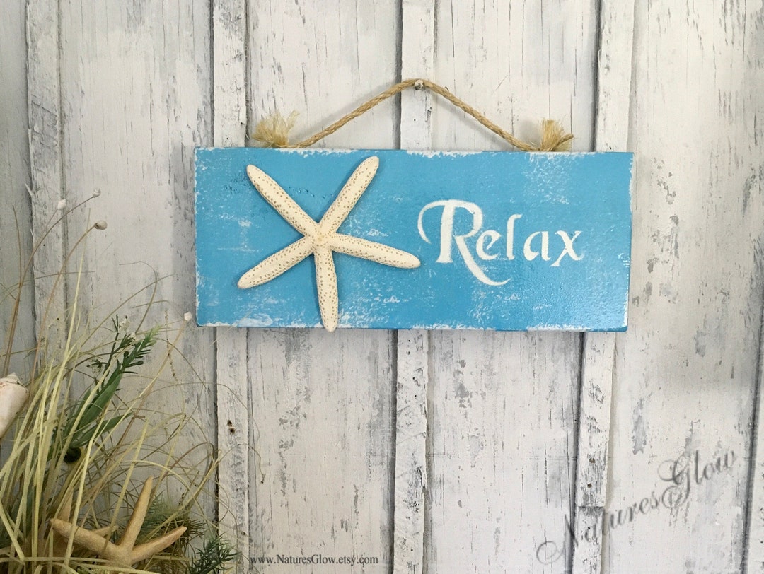Relax Starfish Sign, Tropical Beach Decor, Coastal Wall Decor - Etsy