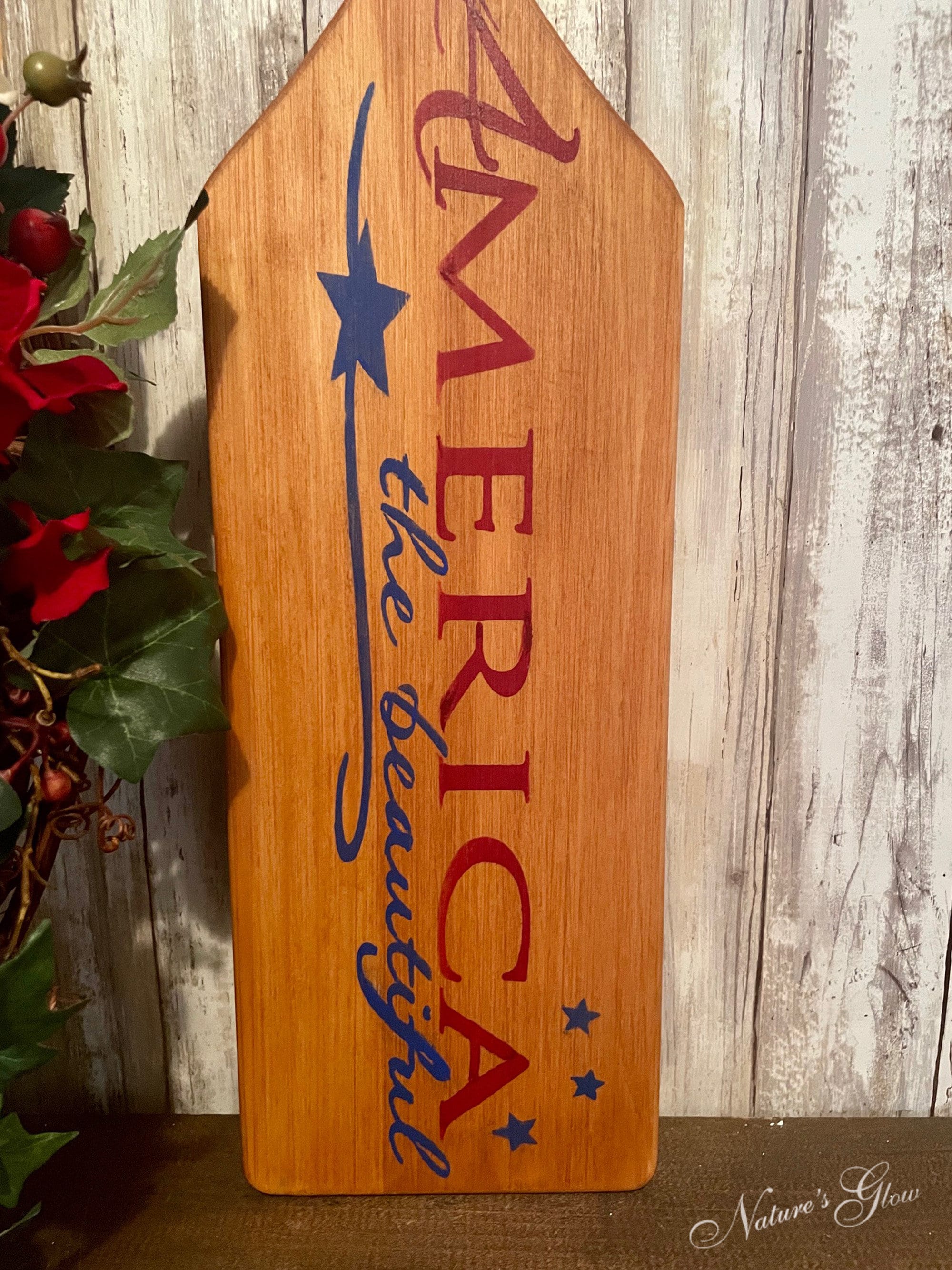America the Beautiful Sign, Boat Paddle Oar Decor for Lake House ...