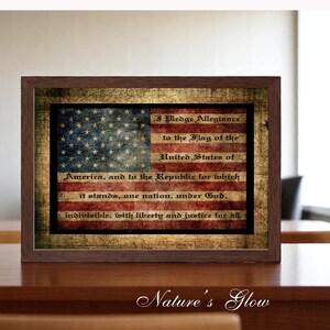 Pledge of Allegiance Art Print, Framed American Flag Wall Decor ...