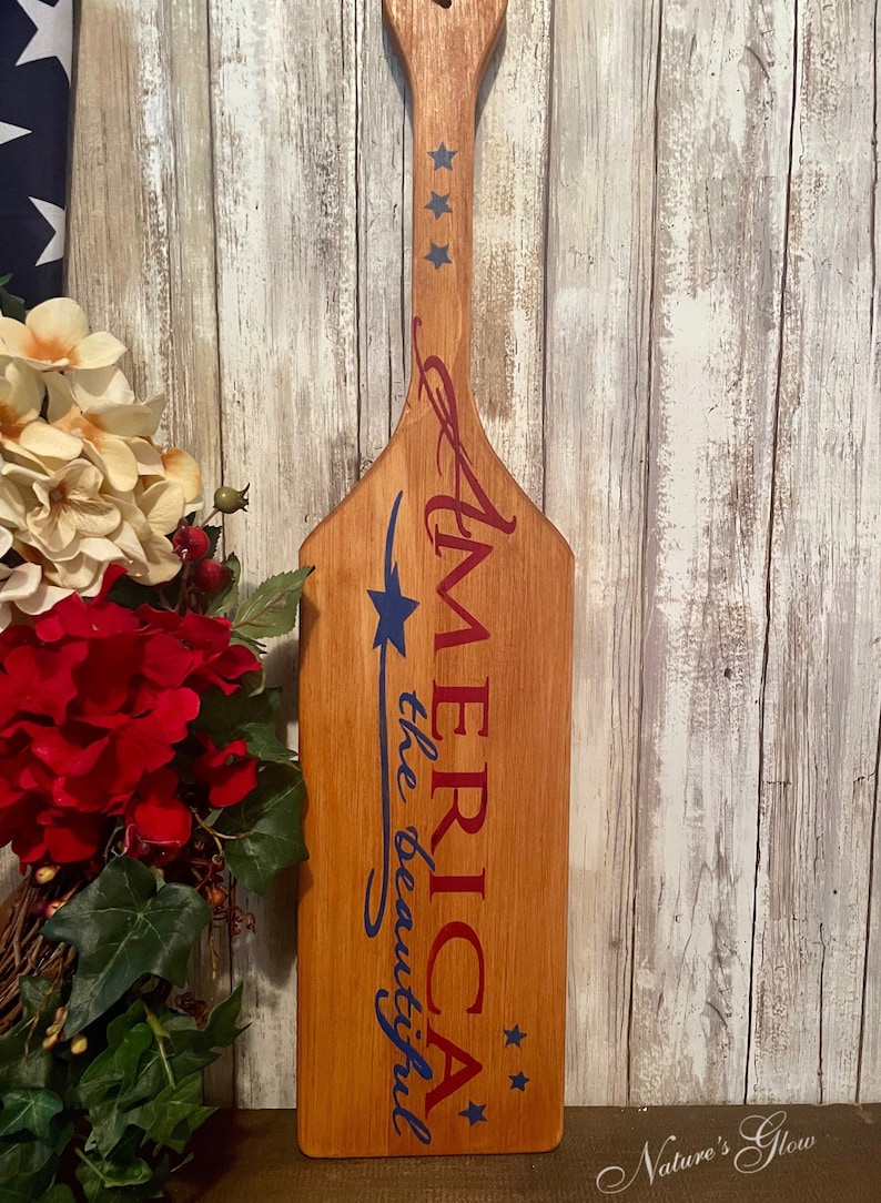 America the Beautiful Sign, Boat Paddle Oar Decor for Lake House ...