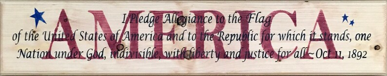 America Pledge of Allegiance Sign Patriotic Americana Decor | Etsy