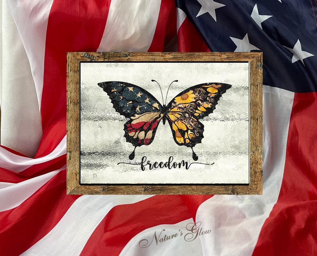 Freedom Patriotic Art Print, American Flag Wall Decor Framed, 4th of ...