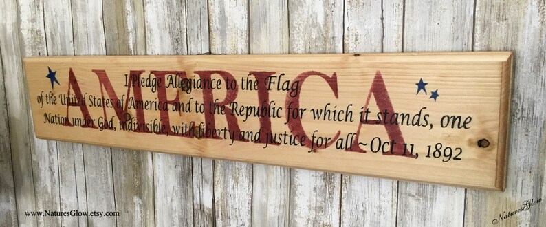 America Pledge of Allegiance Sign Patriotic Americana Decor | Etsy