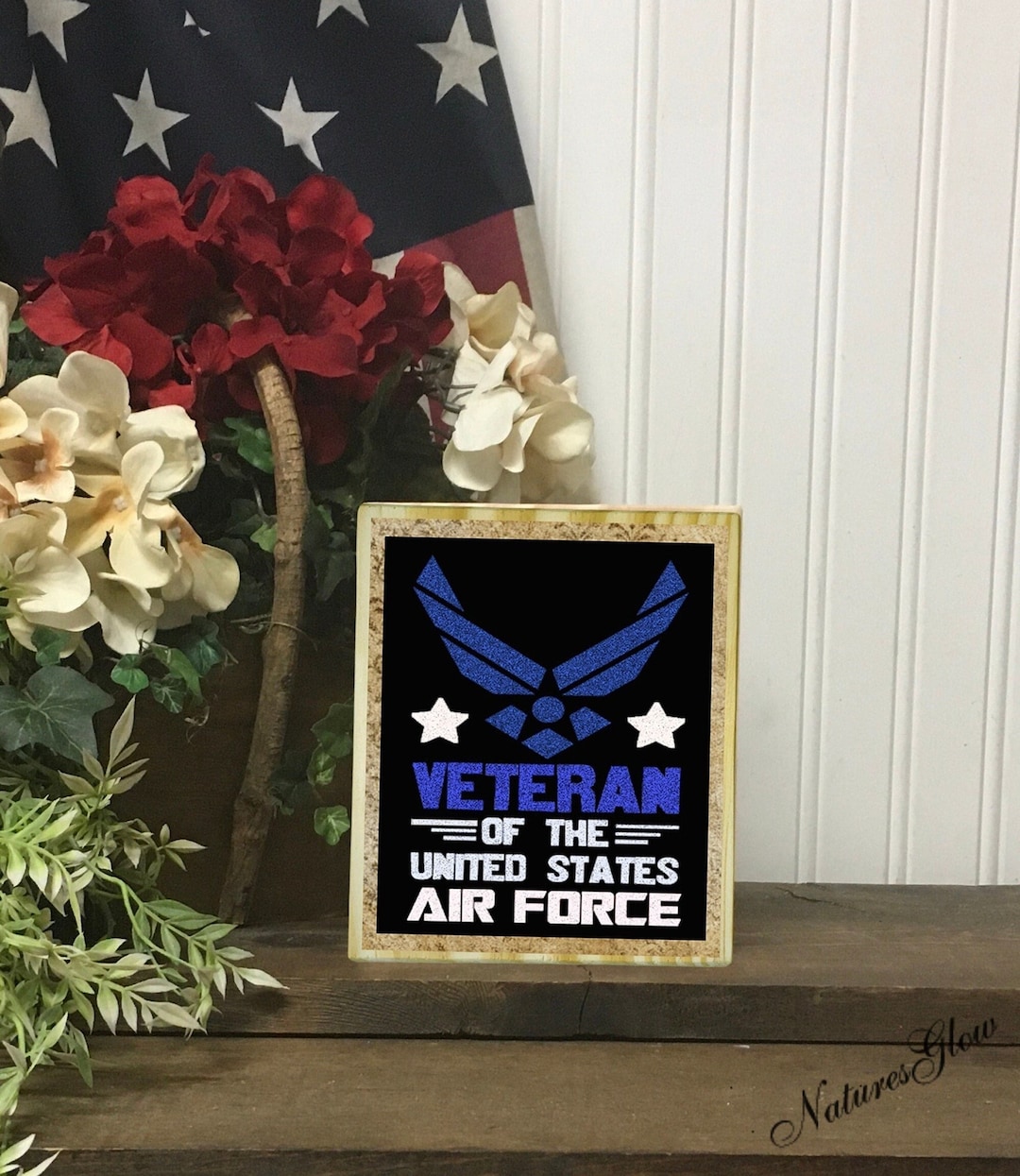 Patriotic Air Force Veteran Block Sign, Gift for Air Force Veterans ...