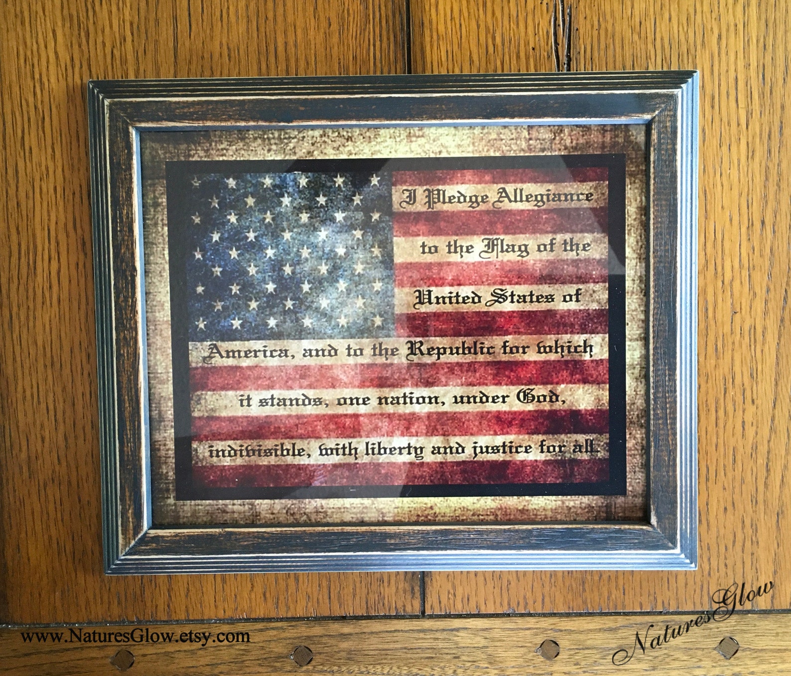 Pledge of Allegiance Art Print, Framed American Flag Wall Decor ...