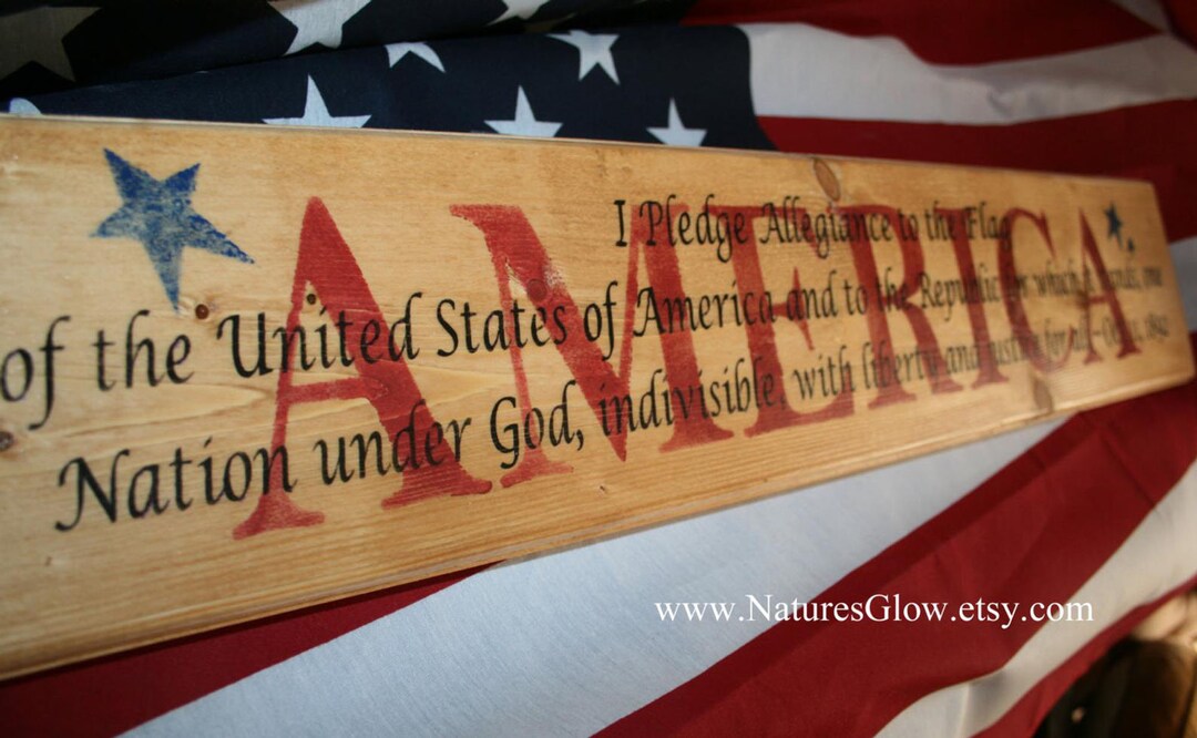 America Pledge of Allegiance Sign, Patriotic Americana Decor, USA ...
