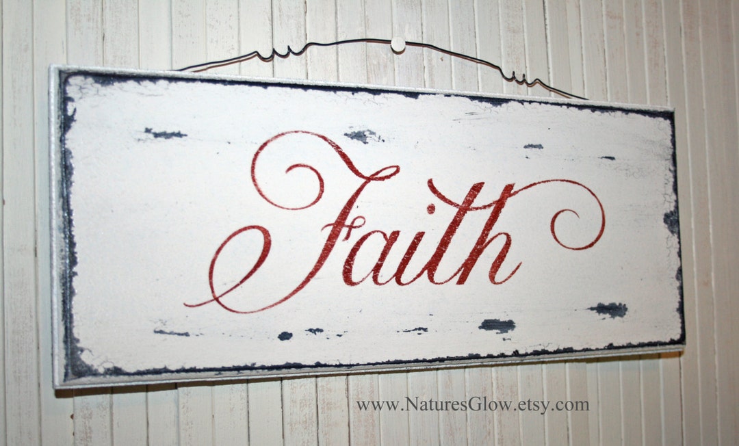 Faith Wooden Sign, Christian Wall Decor, Religious Motivational and ...