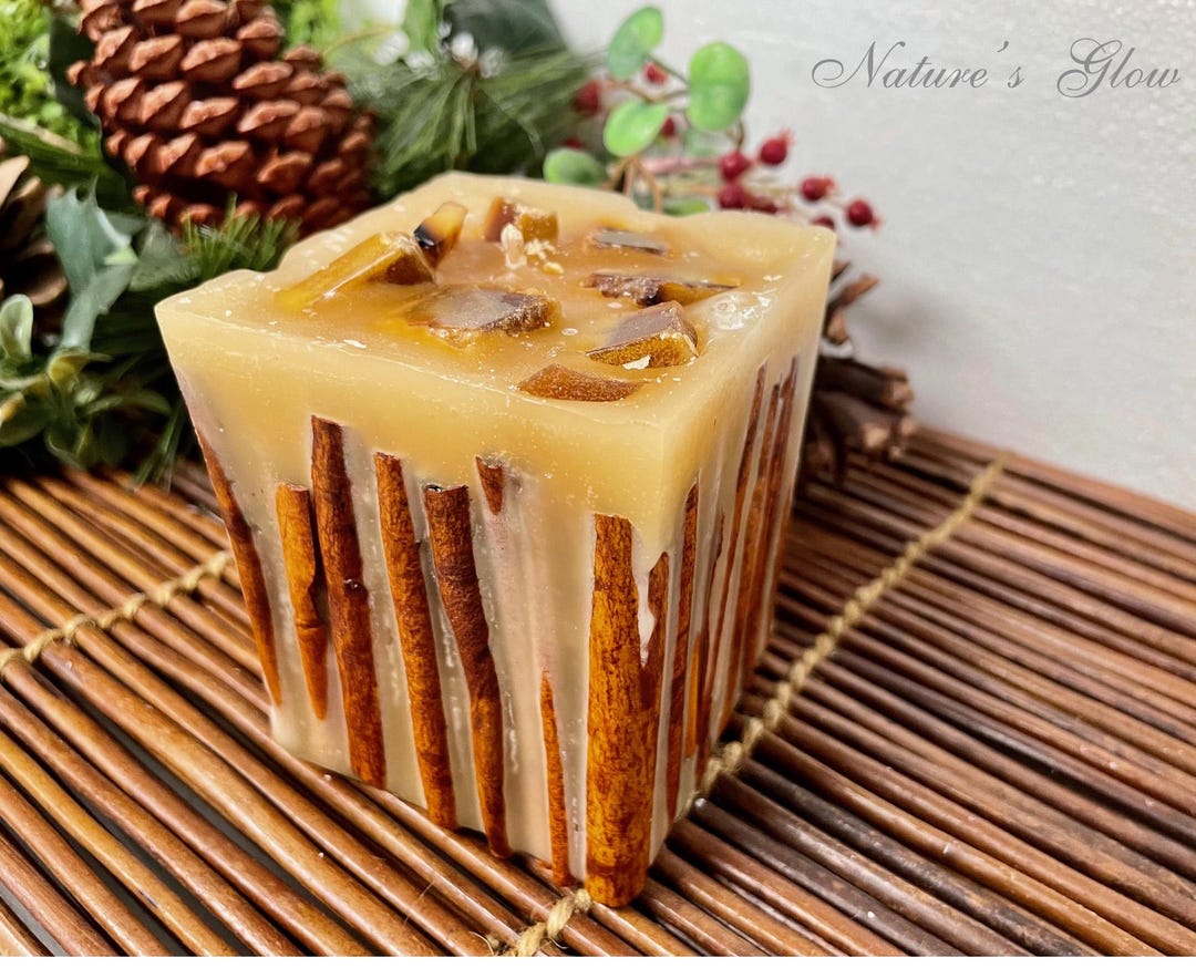 Cinnamon & Maple Syrup Scented Candle, Rustic Handmade Pillar Candle ...